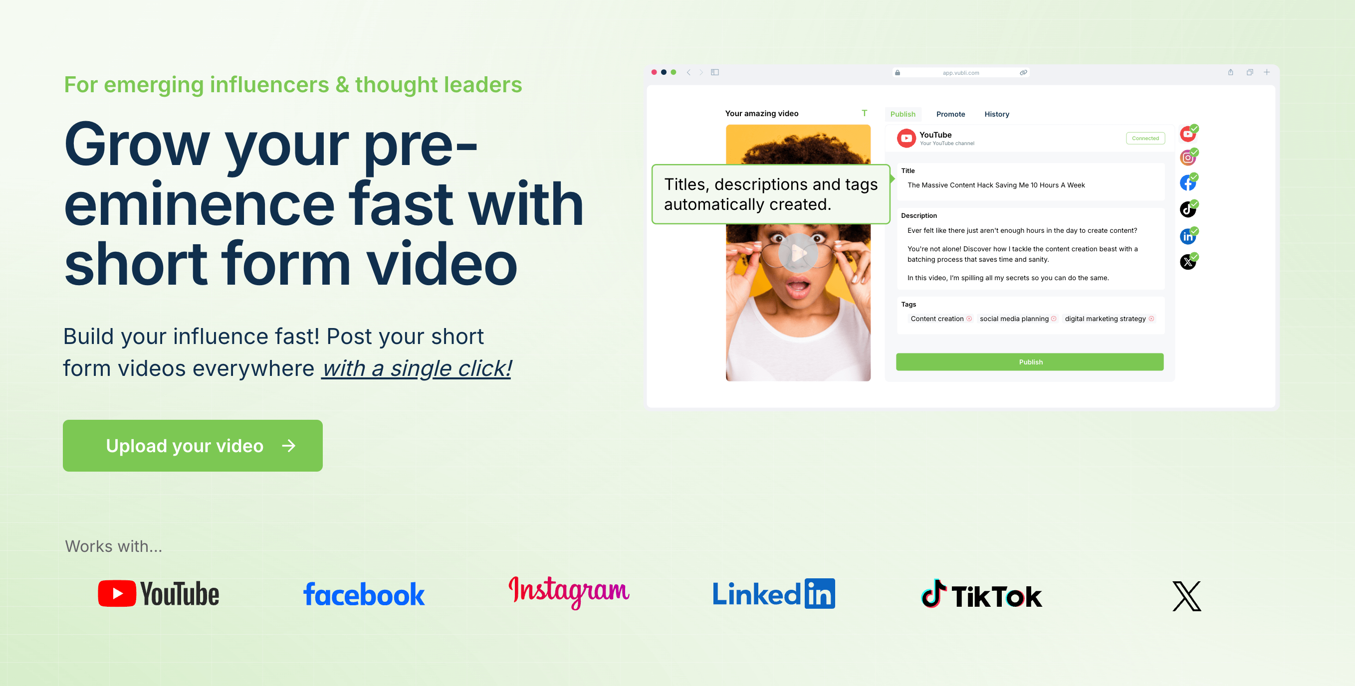 Vubli | Cross post your short form videos everywhere